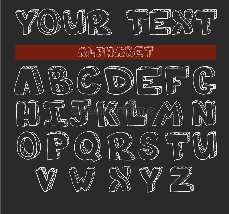 English Alphabet Hand Drawn Vector Illustration Stock Vector ...