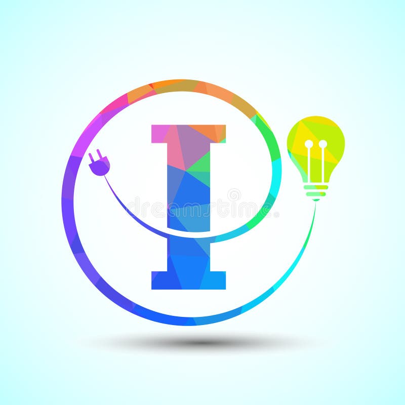 English Alphabet I with Electric Bulb and Plug. Low Poly Style ...