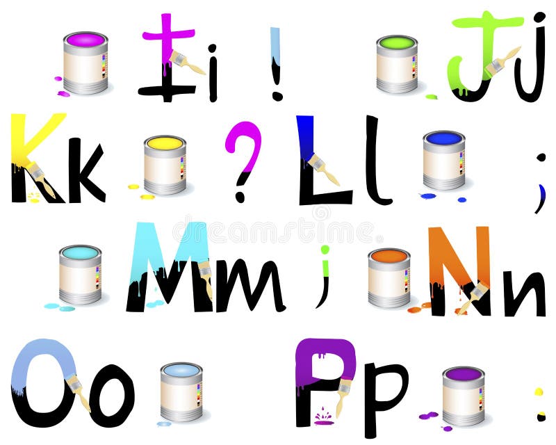 English alphabet I-P. stock vector. Illustration of creativity - 25195652