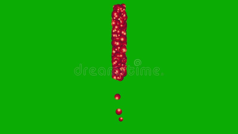 English Alphabet I with Red Spheres on Green Screen Background Stock ...
