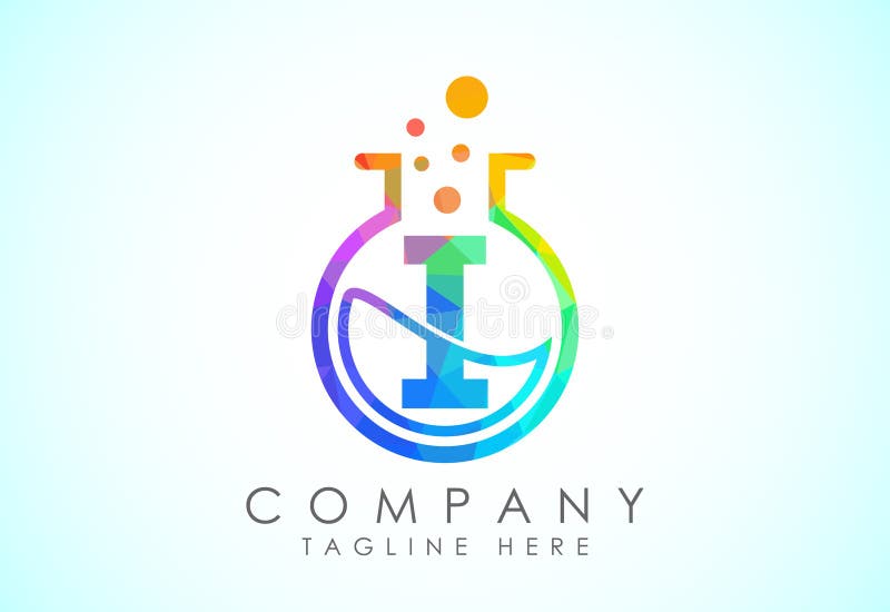 English Alphabet I with Science Lab Emblem. Low Poly Style Lab Science ...