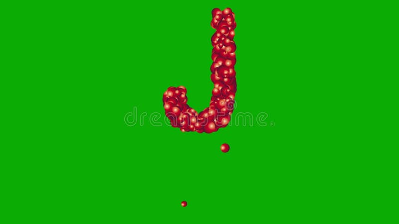English Alphabet J with Red Spheres on Green Screen Background Stock ...