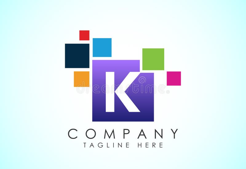 English Alphabet K with Data Pixel. Creative Technological Modern Data ...