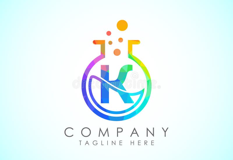 English Alphabet K with Science Lab Emblem. Low Poly Style Lab Science ...