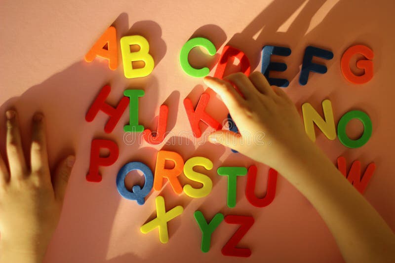 English Alphabet. Kid Playing Alphabet Letters Stock Photo - Image of ...