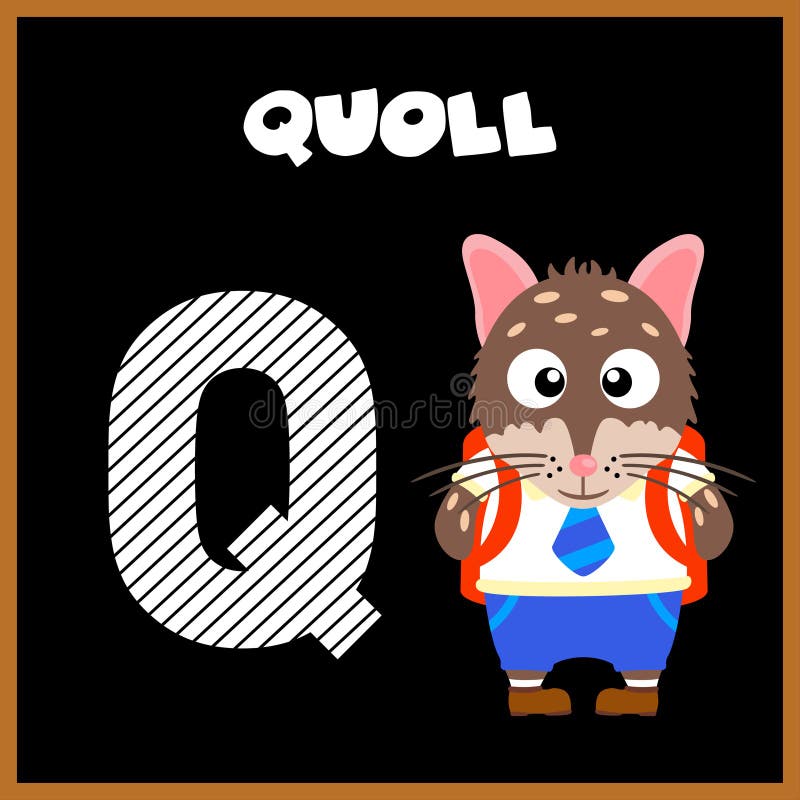 Letter Q With Cartoon Quoll Stock Vector - Illustration of elementary ...
