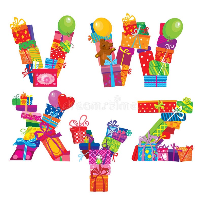 English Alphabet - Letters are Made of Gift Boxes Stock Vector ...