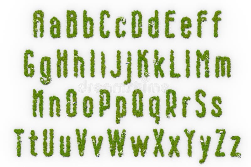 English Alphabet Made with Grass Letters Stock Illustration ...