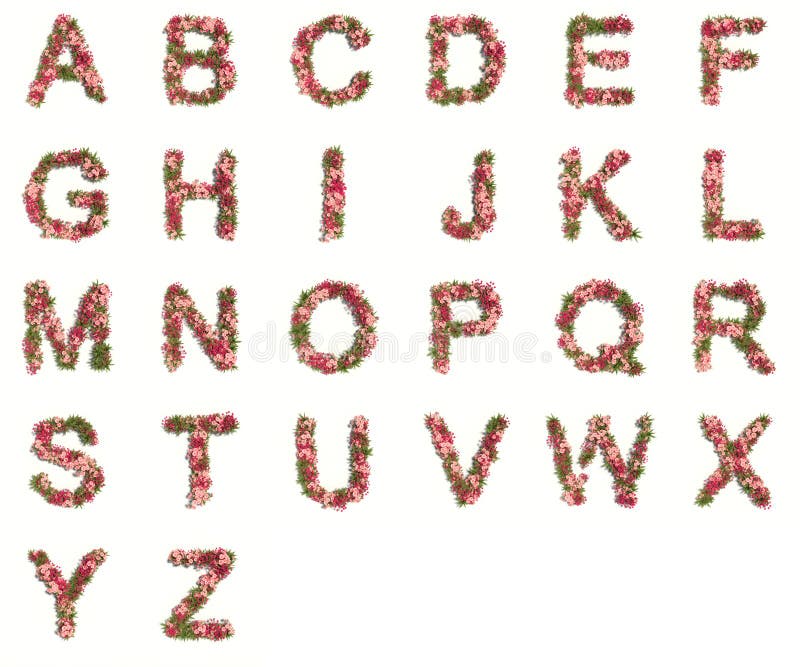 English Alphabet of Many Flowers. Spring Mood Stock Illustration ...
