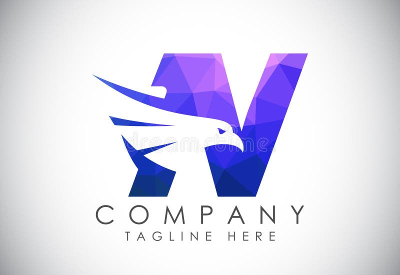 English Alphabet N with Eagle Head Negative Space Symbol. Creative ...