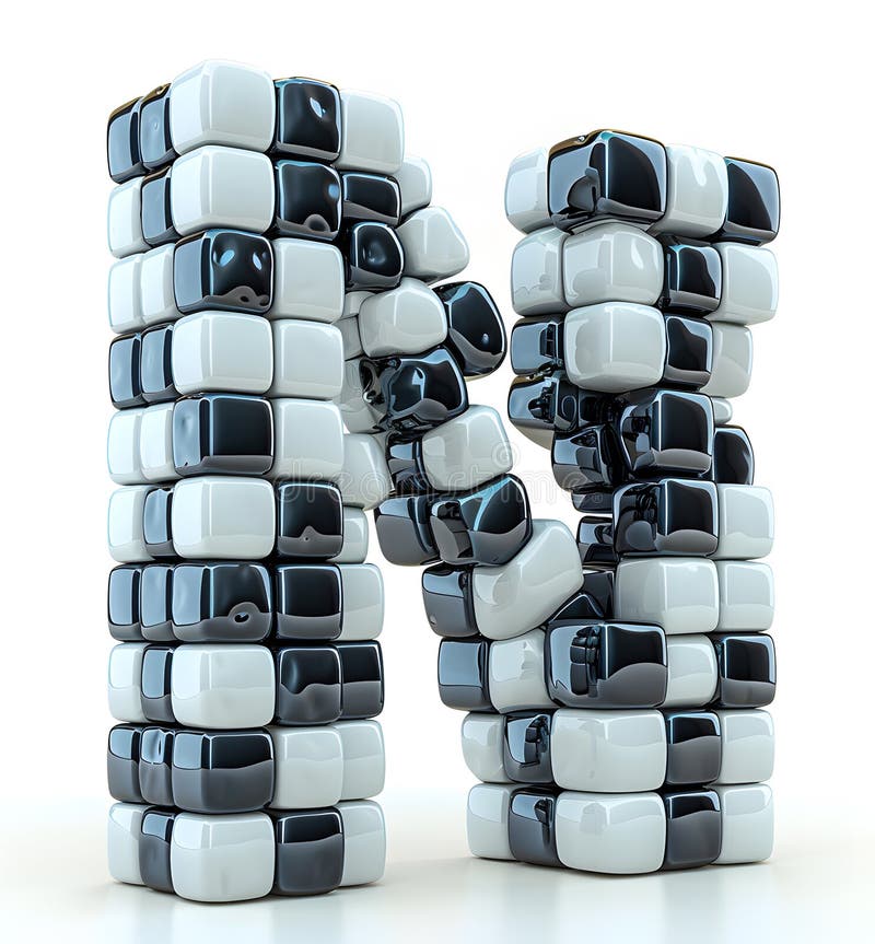 English Alphabet N Made of White and Black Colored Squares on White ...