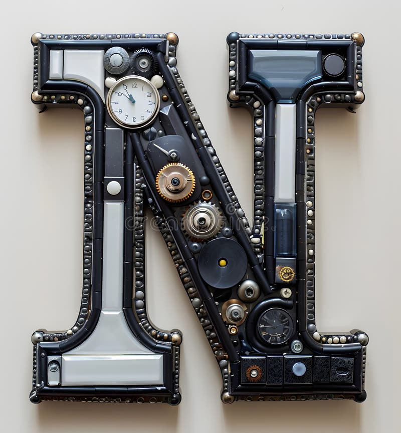 English Alphabet N Made of White and Black Colored Squares on White ...