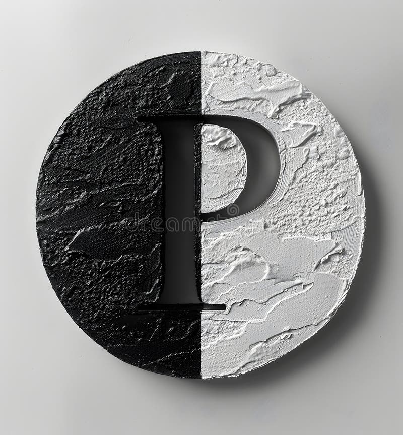English Alphabet P Made of White and Black Colored Rectangle on White ...
