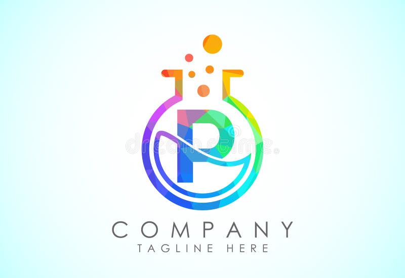 English Alphabet P with Science Lab Emblem. Low Poly Style Lab Science ...