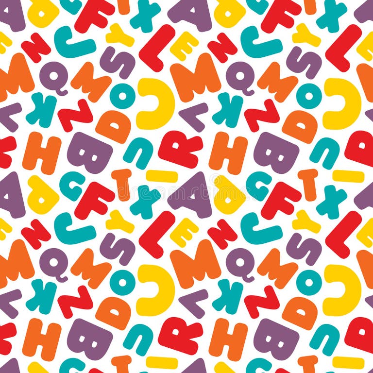 Colorful English Alphabet Letters Seamless Pattern Stock Vector ...