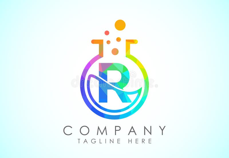 English Alphabet R with Science Lab Emblem. Low Poly Style Lab Science ...