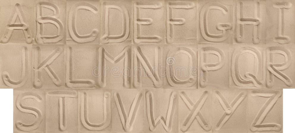 The English Alphabet from Sand Stock Image - Image of sandy, concept ...