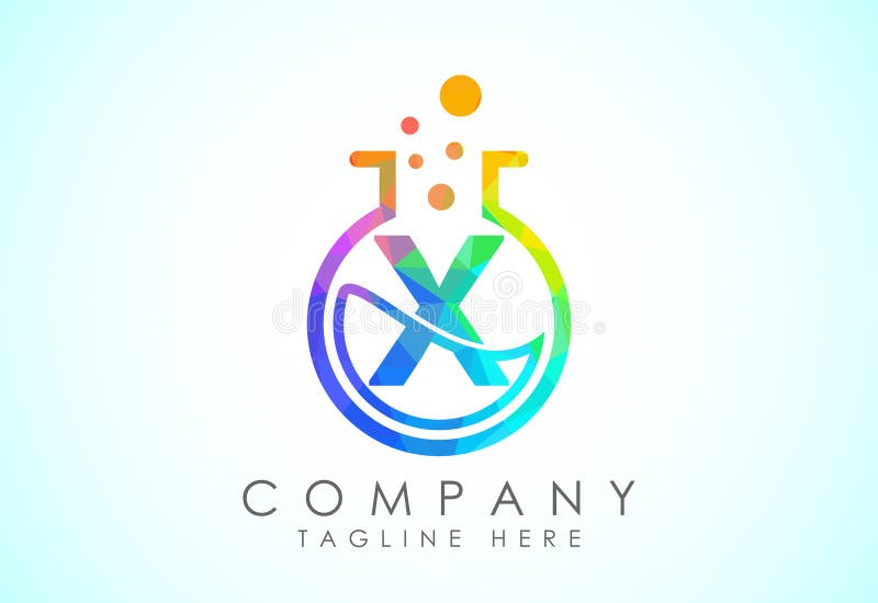 English Alphabet X with Science Lab Emblem. Low Poly Style Lab Science ...