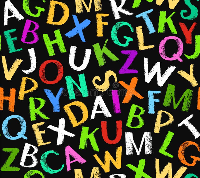 Seamless Background with English Letters, Blue, Vector. Stock Vector ...