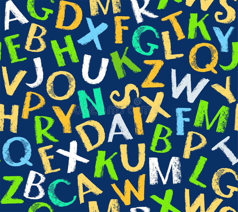 English Alphabet Seamless Pattern, Color, Blue. Stock Vector ...