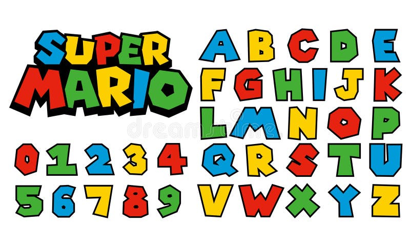 English Alphabet, Super Mario Typography. Vector Illustration Editorial ...