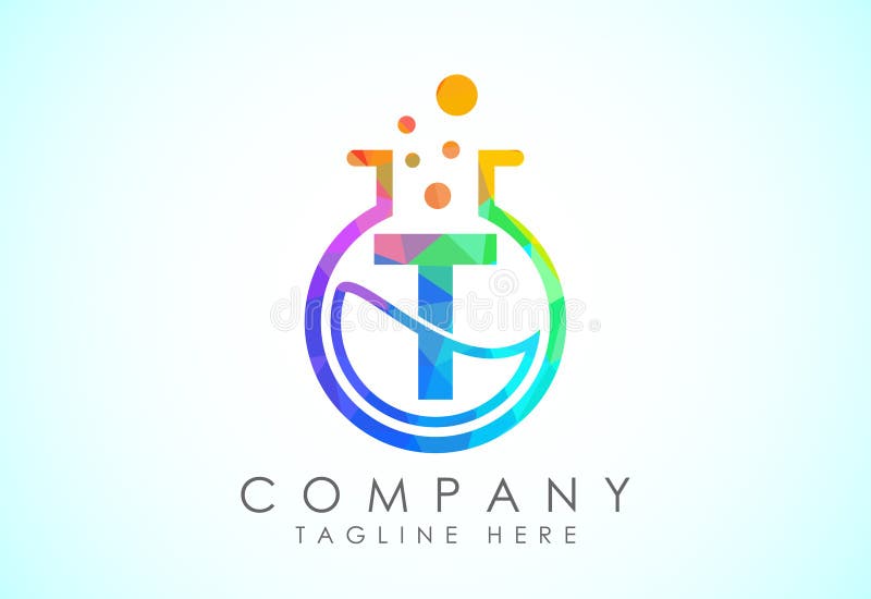 English Alphabet T with Science Lab Emblem. Low Poly Style Lab Science ...