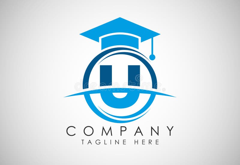 English Alphabet U in a Circle with Education Hat. Education and ...