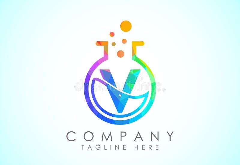 English Alphabet V with Science Lab Emblem. Low Poly Style Lab Science ...