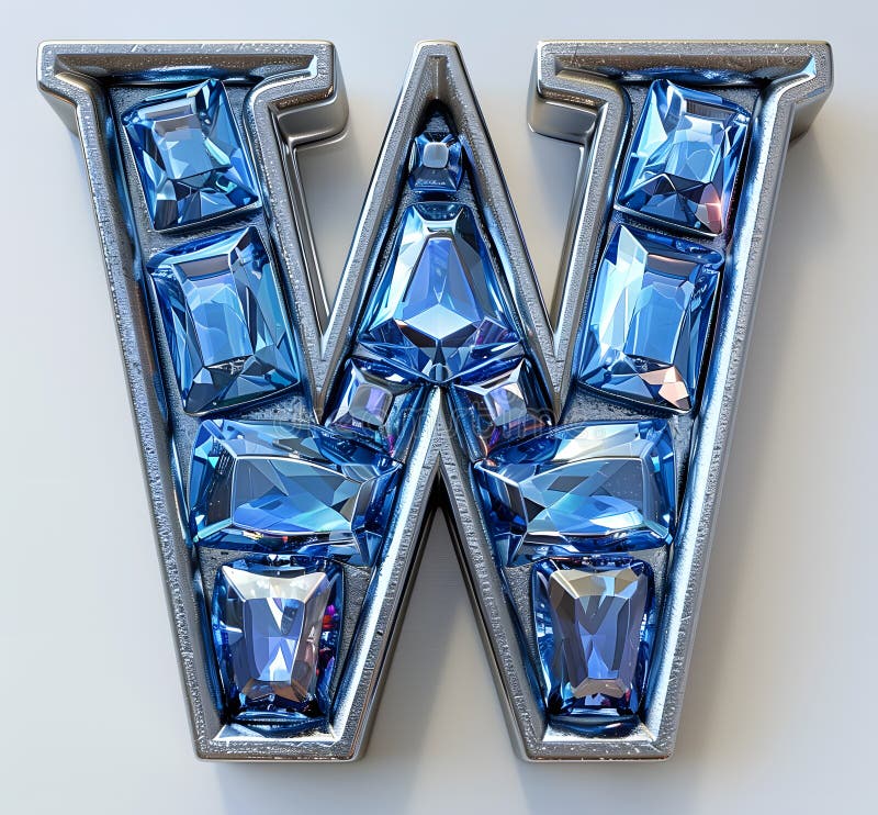 English Alphabet W Made of Sky Blue Colored Squares on White Background ...