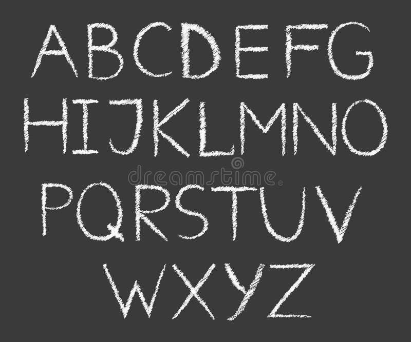 English Alphabet Written in Chalk, Vector Letters Stock Vector ...