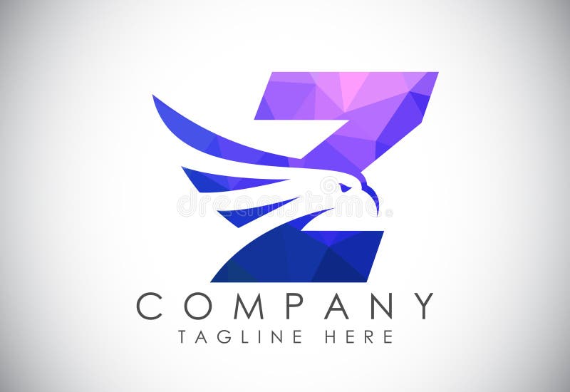English Alphabet Z with Eagle Head Negative Space Symbol. Creative ...