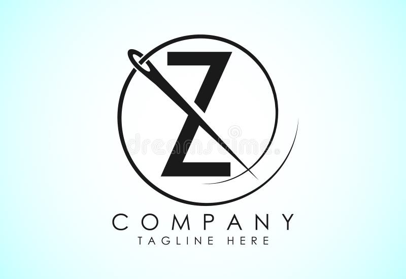 English Alphabet Z with Sewing Needle and Thread Icon. Tailoring Logo ...