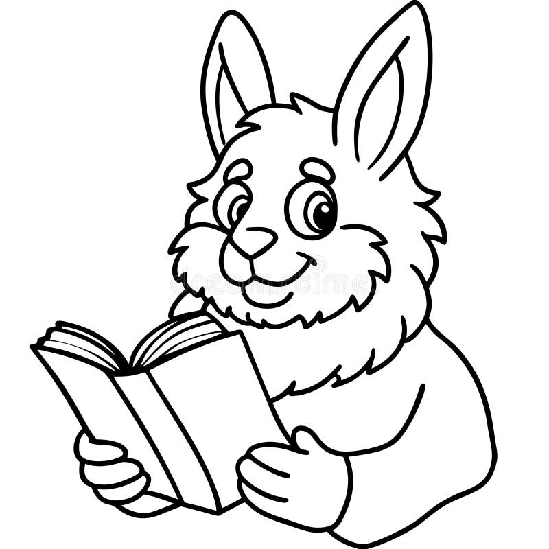 English Angora Rabbit Reading Icon Vector Stock Vector - Illustration ...