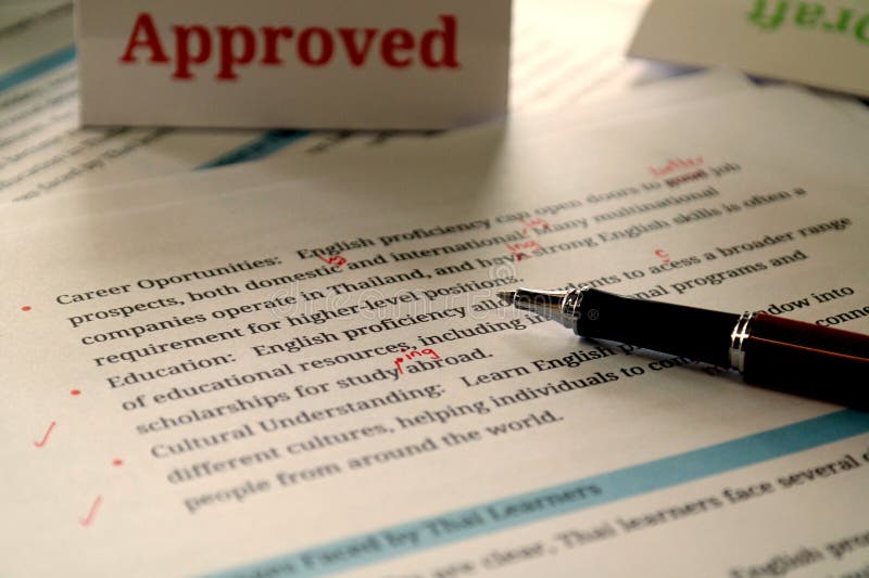 English Article Being Proofread in Office Stock Photo - Image of ...