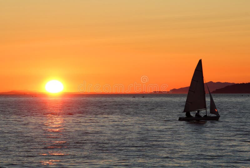 English Bay Vancouver Sunset Stock Image - Image of sunset, transport ...