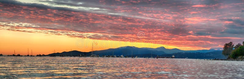 English bay vancouver stock image. Image of water, sunset - 74972419