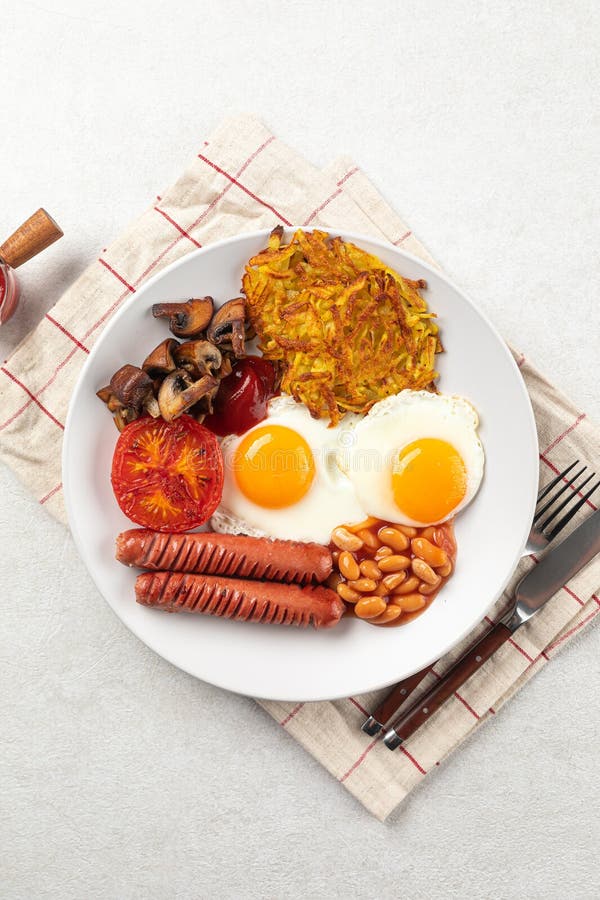 English Breakfast with Eggs and Sausages Stock Photo - Image of table ...