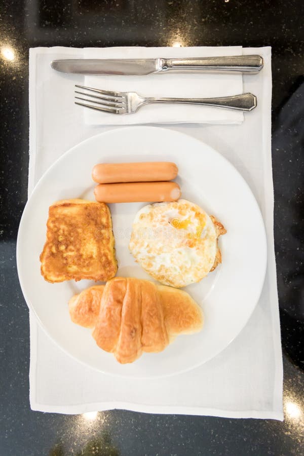 English Breakfast with Fried Eggs,toast,Croissant Stock Image - Image ...