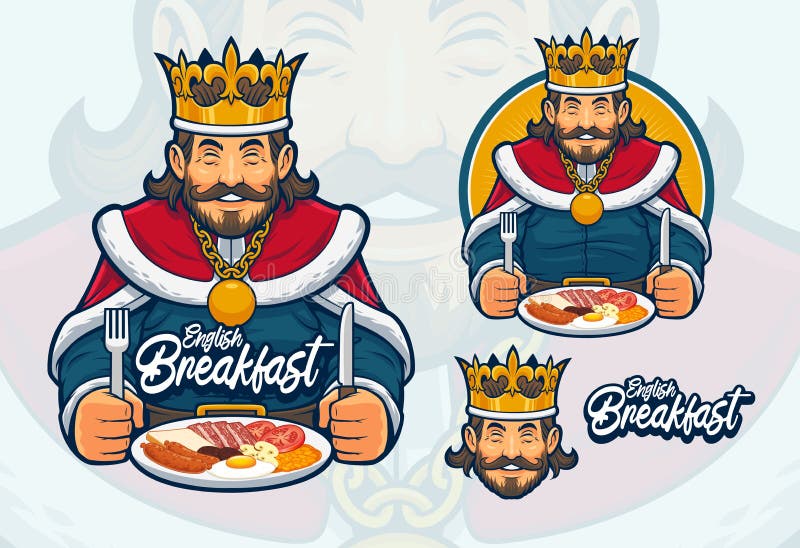 King Eating English Breakfast Mascot Design Stock Image - Image of ...
