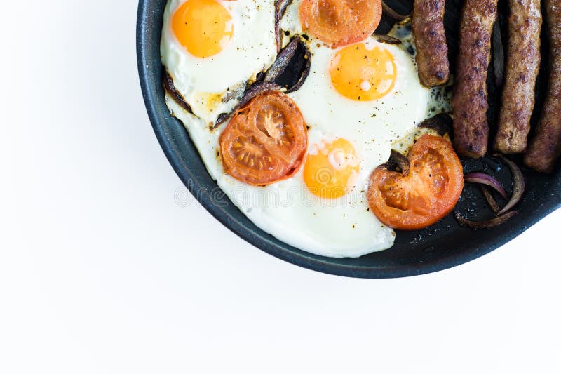 English Breakfast, Toast with Bacon, Avocado and Egg on a Cutting Board ...