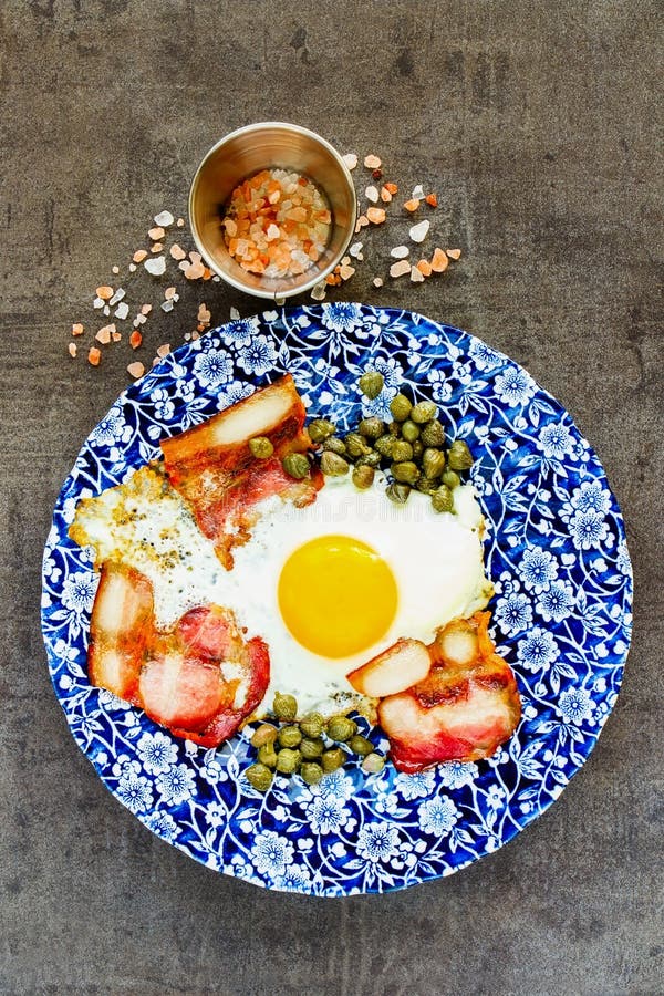 English breakfast in plate stock photo. Image of high - 170039934