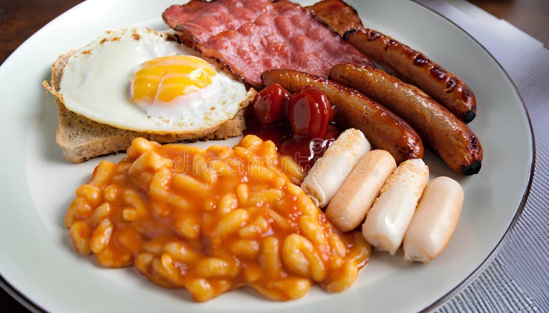 English Breakfast with Side Dishes Stock Illustration - Illustration of ...