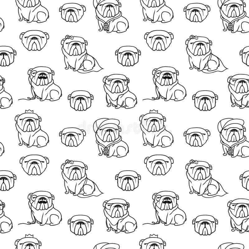 English Bulldog Pattern Seamless Stock Vector - Illustration of ...