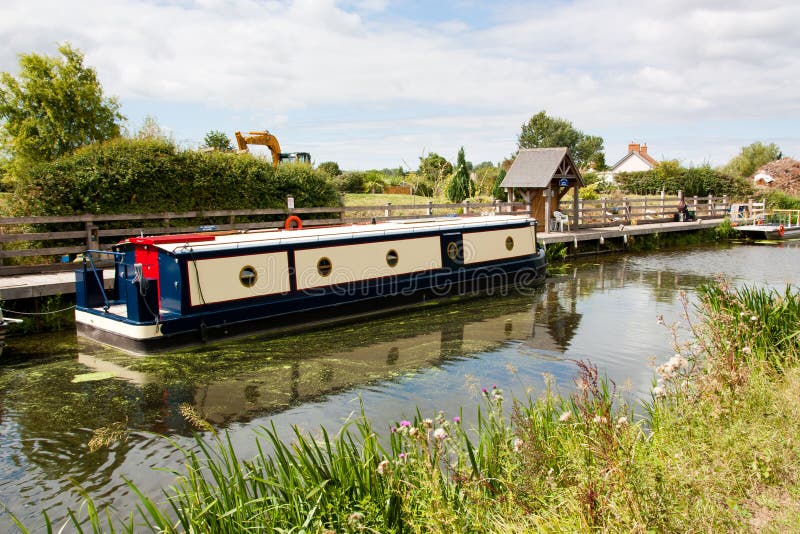 English Country Scene with Canal and Lock Gates Stock Image - Image of ...