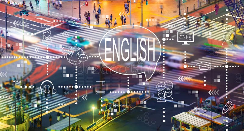 English with City Traffic Intersection Stock Image - Image of japan ...