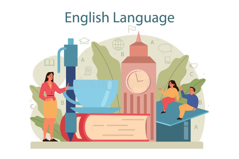 English Class Typographic Header. Study Foreign Languages in School Stock Vector - Illustration ...