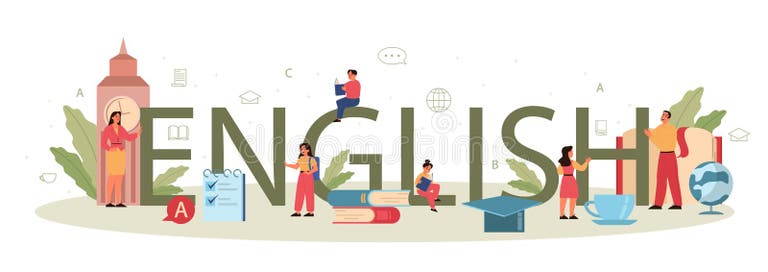 English Class Typographic Header Concept. Study Foreign Languages Stock ...