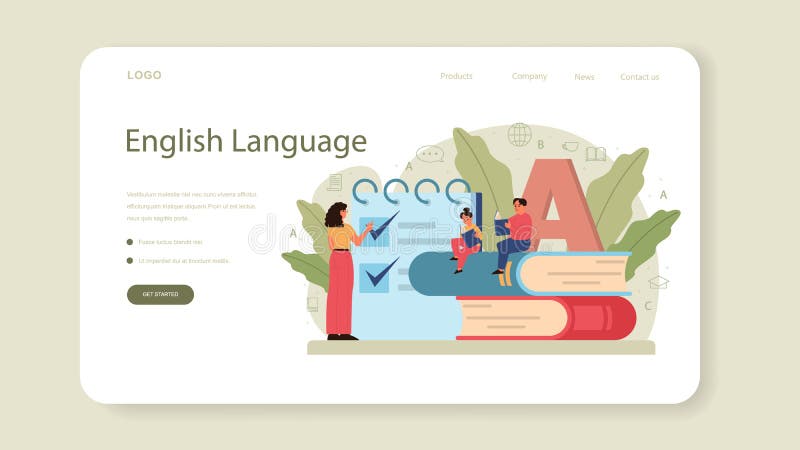 English Class Web Banner or Landing Page. Study Foreign Languages Stock ...