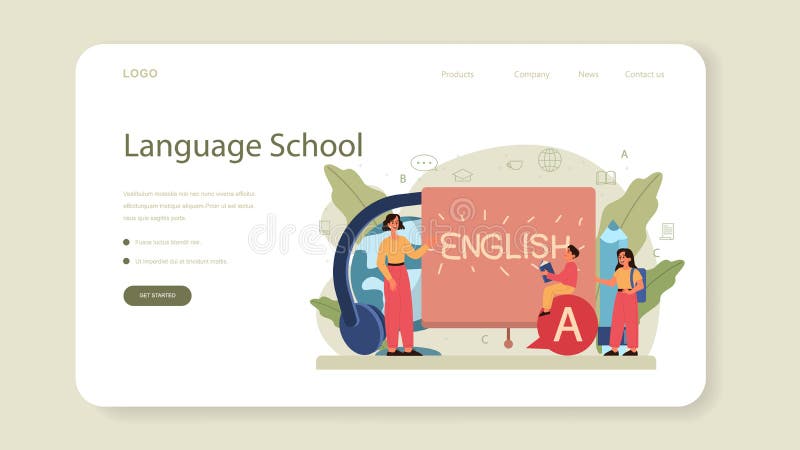 English Class Web Banner or Landing Page. Study Foreign Languages Stock ...