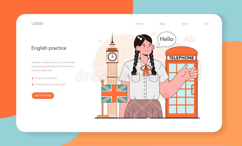 English Class Web Banner or Landing Page. Study Foreign Languages Stock ...